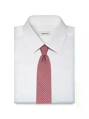 FERRAGAMO Tournament Print Silk Neck Tie - Red