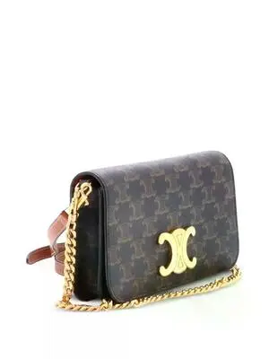 Celine Triomphe Coated Canvas Flap Crossbody Bag - Brown