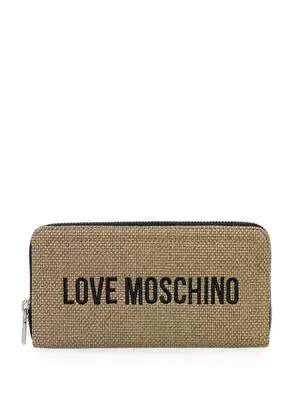 Moschino Logo-embroidered Woven Wallet - Neutrals