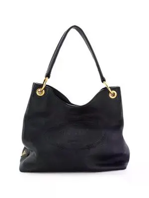 Prada Logo Embossed Vitello Daino Medium Hobo Bag