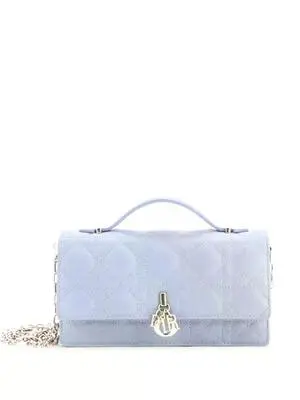 Dior Cannage Quilt Lambskin Mini Flap Bag - Blue