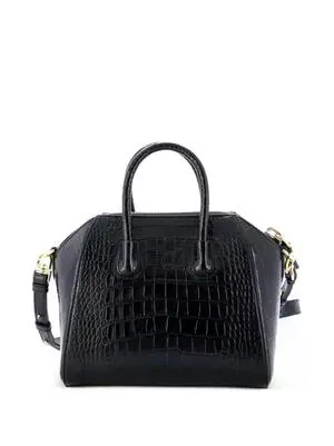 Givenchy Antigona Crocodile Embossed Leather Mini Crossbody Bag - Black