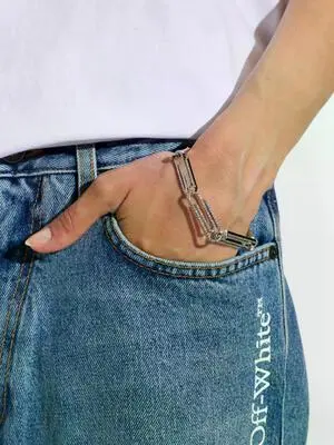 Off-White Crystal-embellished Paperclip-link Bracelet
