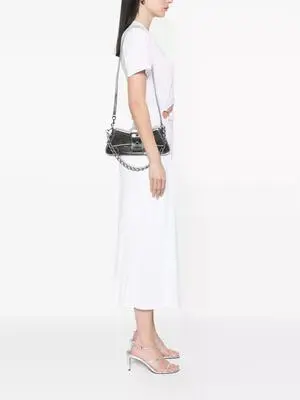 Balenciaga 2022 Small Metallic Calfskin Lindsay Satchel - Silver