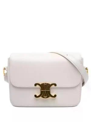 Celine Triomphe Crossbody Bag In Shiny Calfskin - Grey