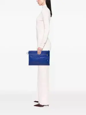 Balenciaga 2010-2020 Lambskin Motocross Classic Clip M Clutch Bag - Blue