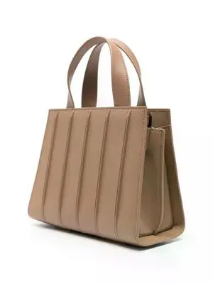 Max Mara Whitney Ribbed Leather Tote Bag - Neutrals