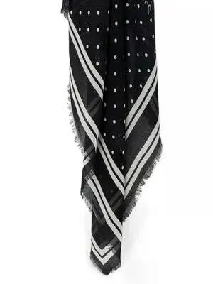 JOOP! Adaliz Polka-dot Fringed-trim Scarf - Black