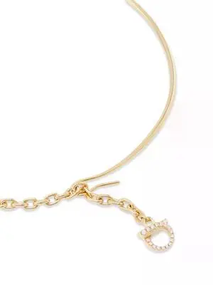 FERRAGAMO Crystal-embellished Gancini Pendant Necklace