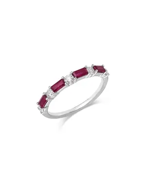 Bloomingdale'S Sapphire & Diamond Classic Band In 14k Gold - Ruby/white