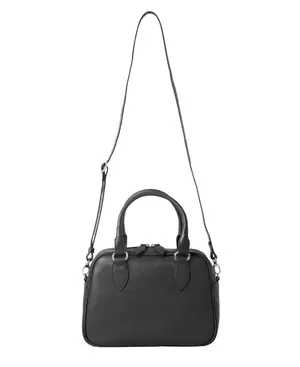HYER GOODS La Corsa Leather Bowling Bag - Black/silver