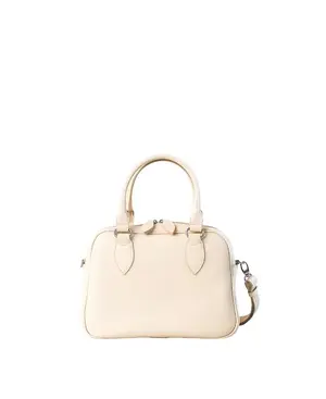 HYER GOODS La Corsa Leather Bowling Bag Bone/silver