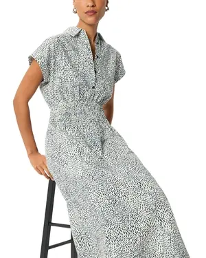 Whistles Flecked Animal Print Collared Dress