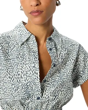 Whistles Flecked Animal Print Collared Dress