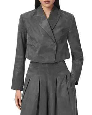 ALLSAINTS Marrlo Cropped Blazer - Graphite Blue
