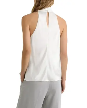 REISS Hammered Silk Top - Ivory
