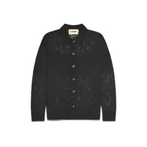 LA GRANNI Pereline Collared Cardigan - Black