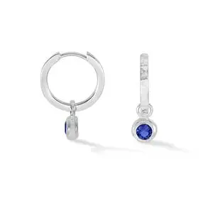 DOWER & HALL Blue Sapphire Hammered Huggie Hoops In Sterling - Silver