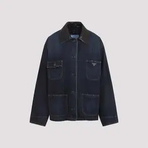 Prada Cotton Blouson Jacket With Leather Collar