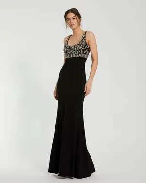 Mac Duggal Embellished Scoop Neck Gown - Black