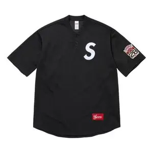 Supreme Logo Baseball Henley - Black