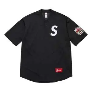Supreme Logo Baseball Henley - Black