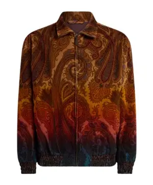 Etro Cotton Corduroy Paisley Print Jacket - Brown