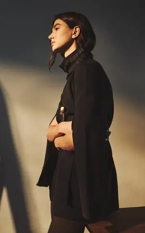 PEPA POMBO Petali Jacket With Ruffled Collar - Black