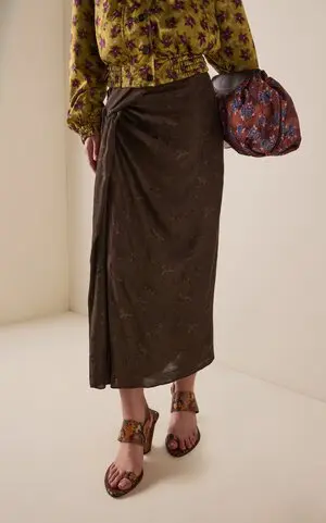 Dries Van Noten Suma Bis Draped Midi Skirt