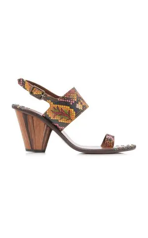 Dries Van Noten Wood Patchwork Thong Heels - Multi