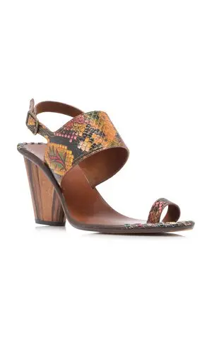 Dries Van Noten Wood Patchwork Thong Heels - Multi