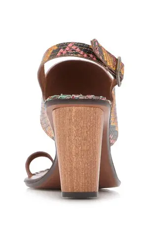 Dries Van Noten Wood Patchwork Thong Heels - Multi