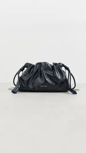 Veronica Beard Small Crinkled Leather Bag With Tassel Accents - Navy