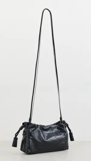 Veronica Beard Small Crinkled Leather Bag With Tassel Accents - Navy