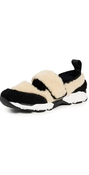 Marni Shearling Sneakers - Beige/black