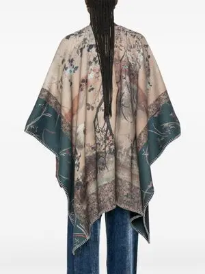 PIERRE-LOUIS MASCIA Wool Graphic Print Poncho