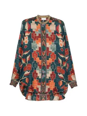 PIERRE-LOUIS MASCIA Printed Silk Shirt - Red