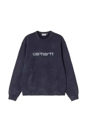 Carhartt Work In Progress Paint Splatter Logo Cotton Sweatshirt - Navy