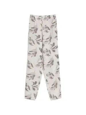 Emporio Armani Printed Linen Trousers - Grey