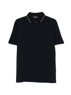 Emporio Armani Logo Cotton Polo Shirt Navy