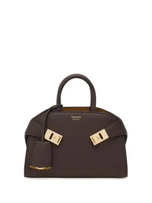 FERRAGAMO Hug Mini Leather Handbag - Brown