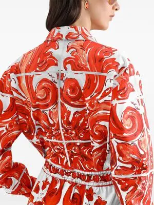 Dolce & Gabbana Maolica Print Cotton Shirt - Orange