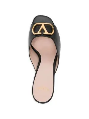 Valentino Garavani V Logo Signature Leather Mules - Black