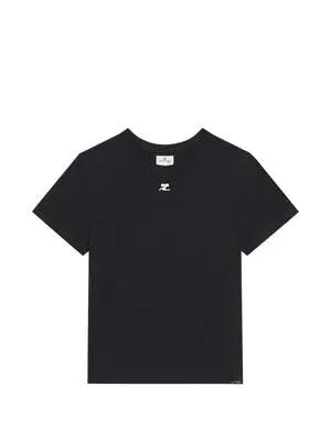 COURREGES Logo Cotton T Shirt - Black