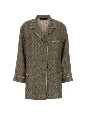 Gucci Gg Print Silk Shirt - Beige