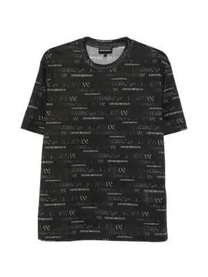 Emporio Armani All-over Logo Print T-shirt - Navy