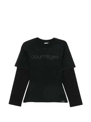 COURREGES Layered Cotton T Shirt - Grey