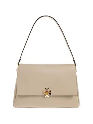 Tory Burch Charlie Large Leather Shoulder Bag - Grey