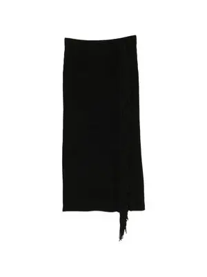 Emporio Armani Fringed Midi Skirt - Black