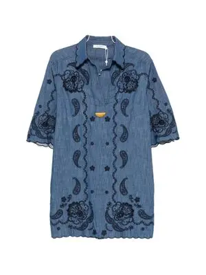 Zimmermann Aster Denim Mini Dress - Navy